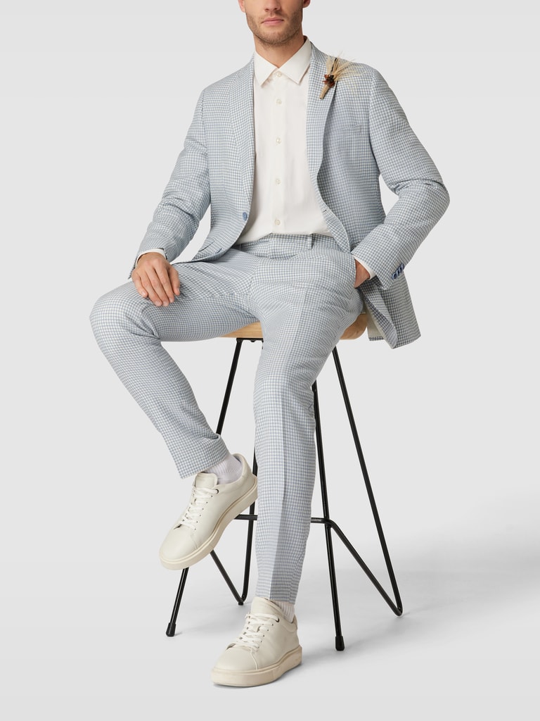 CG - Club of Gents Slim Fit Chino mit Hahnentrittmuster Modell 'Paco' (hellblau) online kaufen