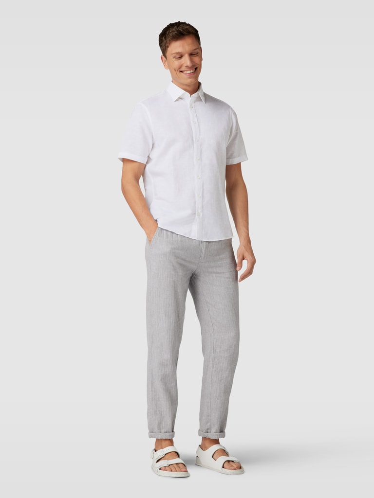 Jake*s Leinenhemd mit Knopfleiste (weiss) online kaufen