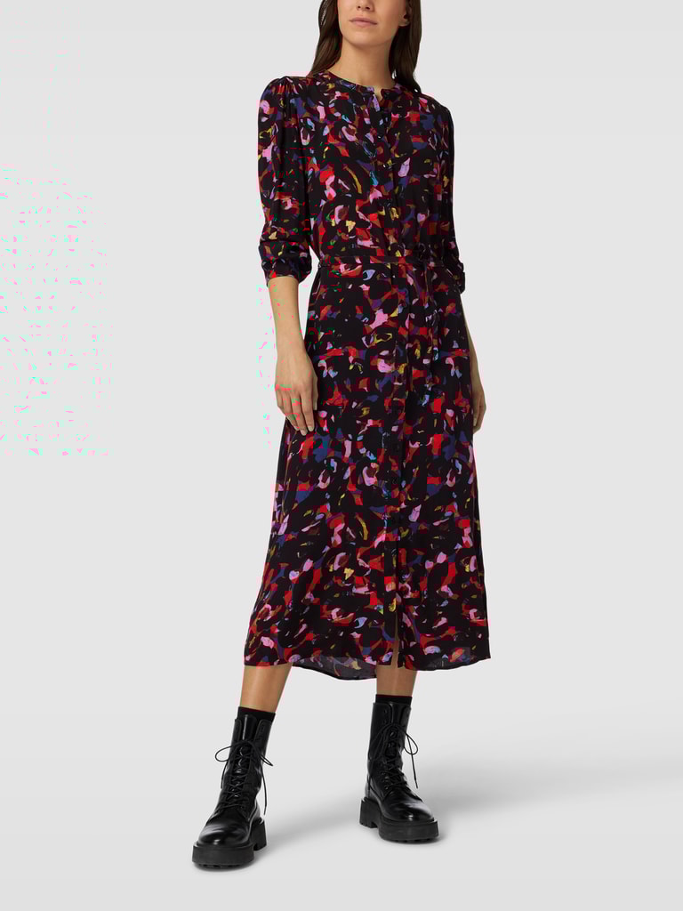 ICHI Midi-jurk met strikceintuur, model 'Kimli' in rood online kopen | P&C