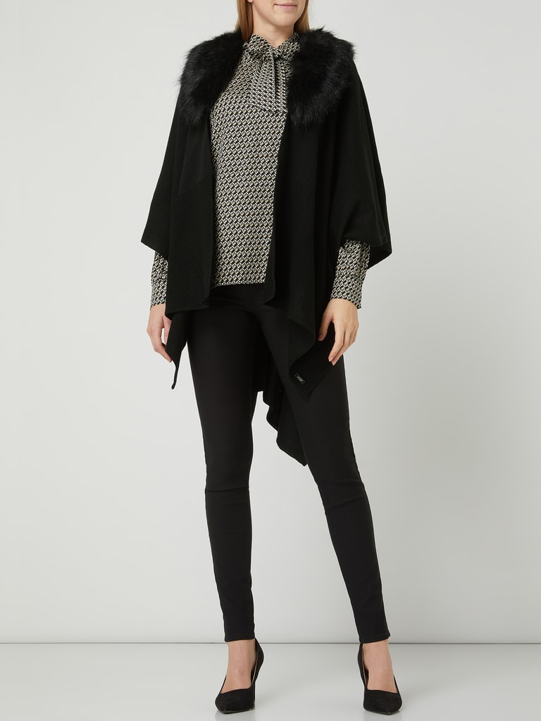 Lauren Ralph Lauren Poncho mit Webpelzbesatz (black) online kaufen