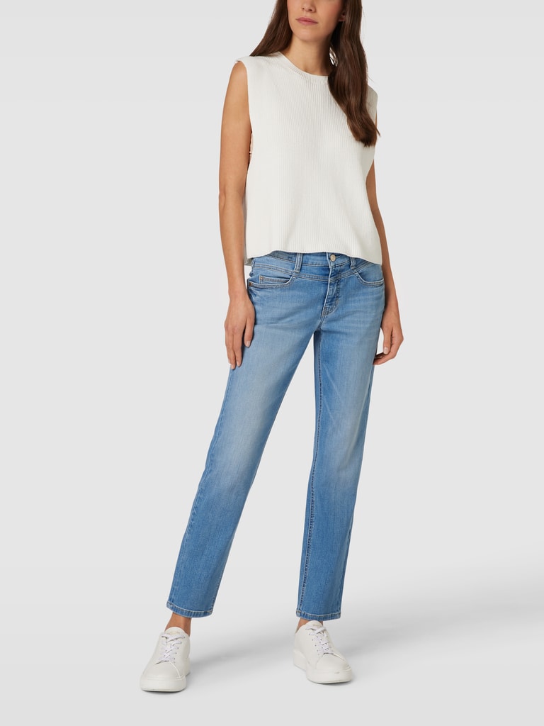 Cambio Straight fit jeans met labeldetail, model 'POSH' in lichtblauw ...