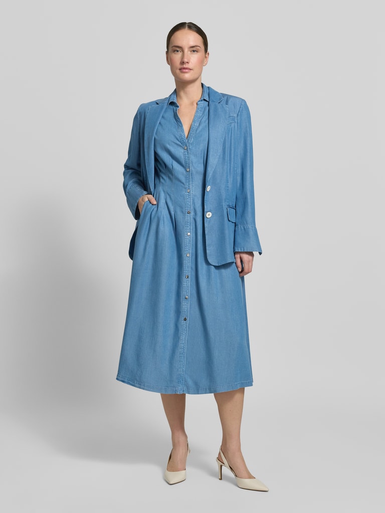 Marc Cain Hemdblusenkleid mit V-Ausschnitt und Knopfleiste (bleu ...