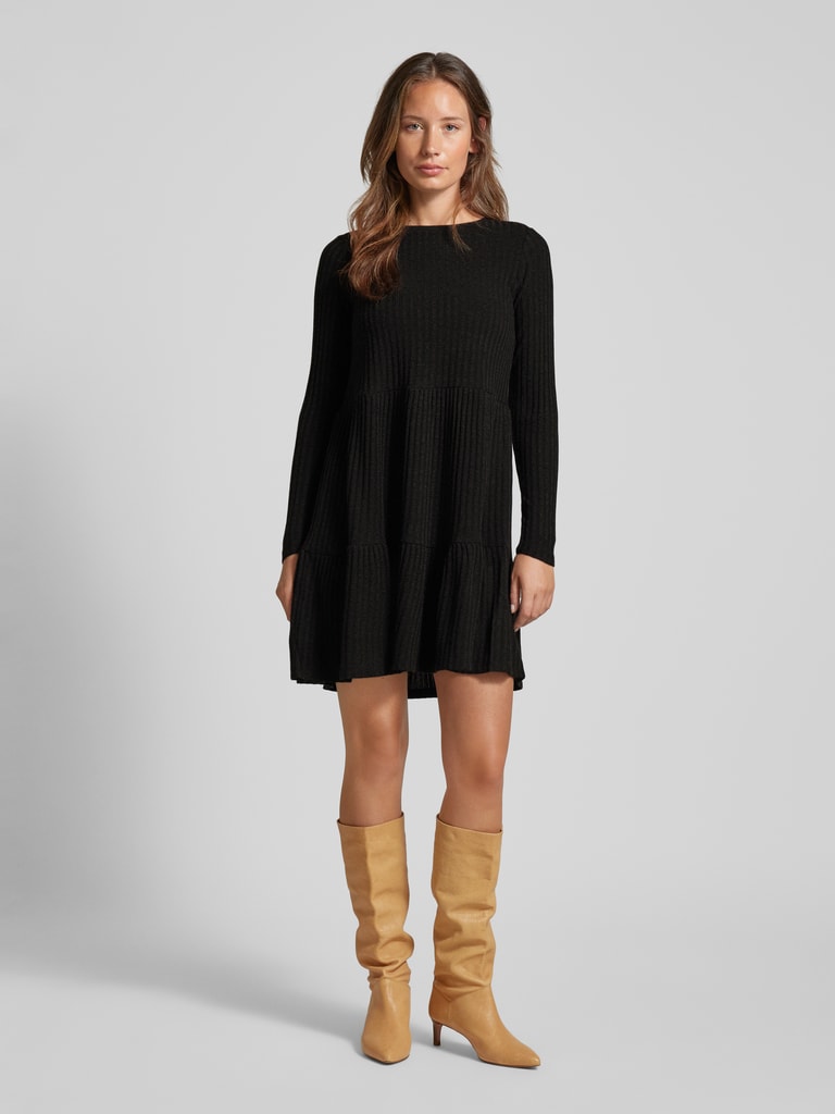 Vila Gebreide jurk met boothals, model 'ELITA' in zwart online kopen | P&C