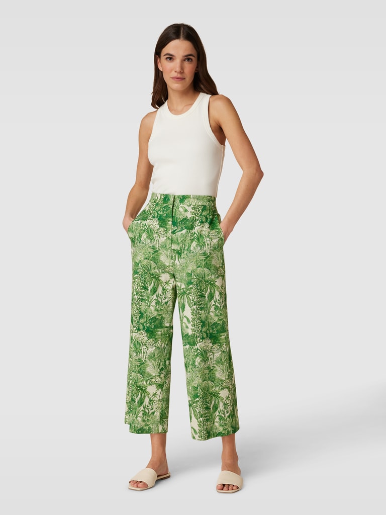Max Mara Studio Broek met all-over motief, model 'CALERNO' in groen ...