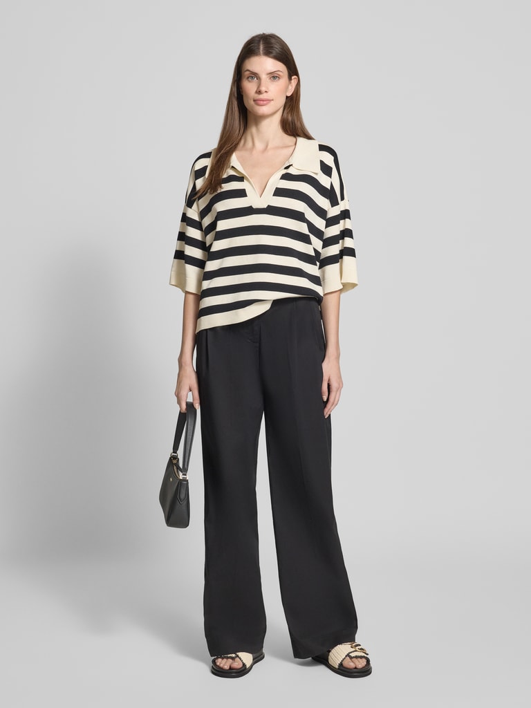 Marc O'Polo Wide Leg Bundfaltenhose aus Baumwoll-Mix (black) online kaufen