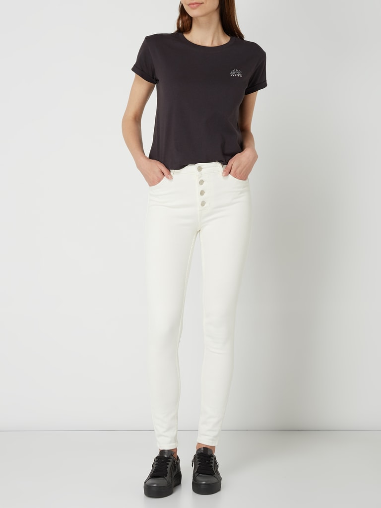 Review T-shirt in boxy-fit model met open zoom in antraciet online ...