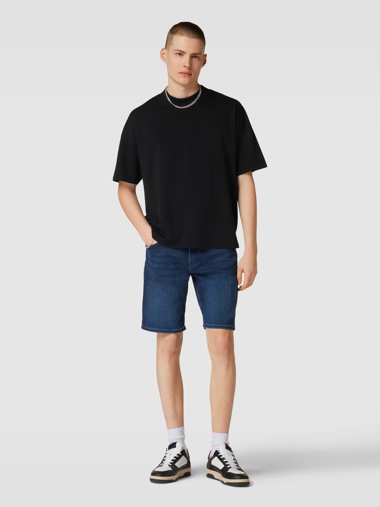 QS Jeansshorts mit Label-Patch (dunkelblau melange) online kaufen