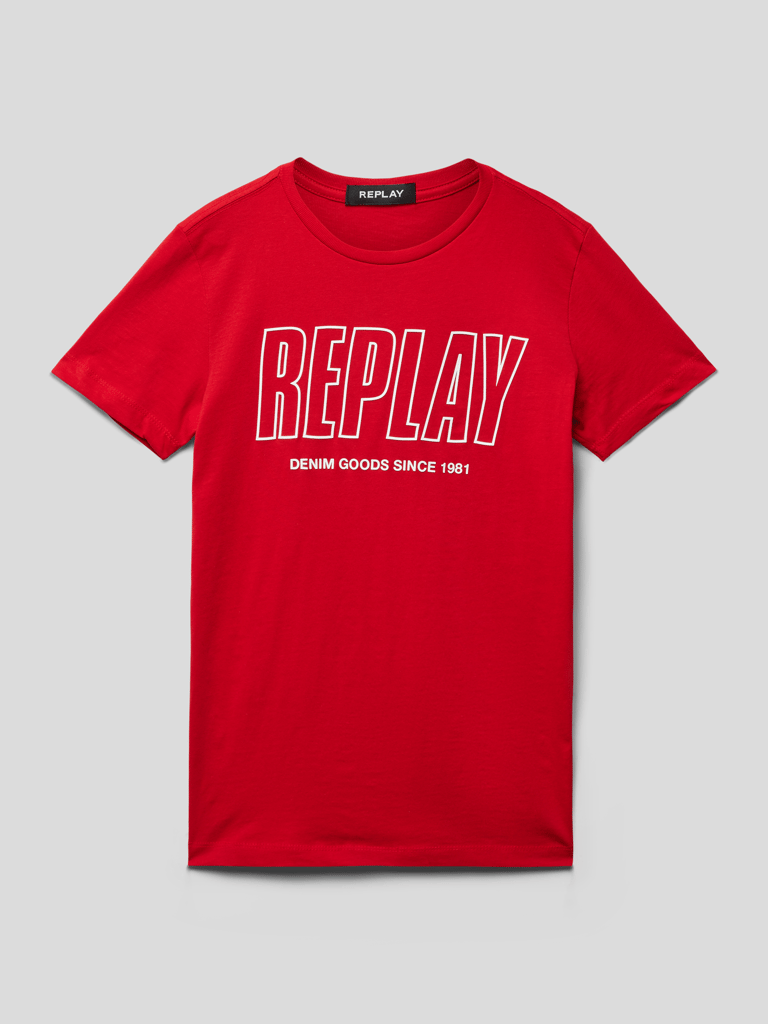 Replay T-Shirt mit Label-Print (rot) online kaufen