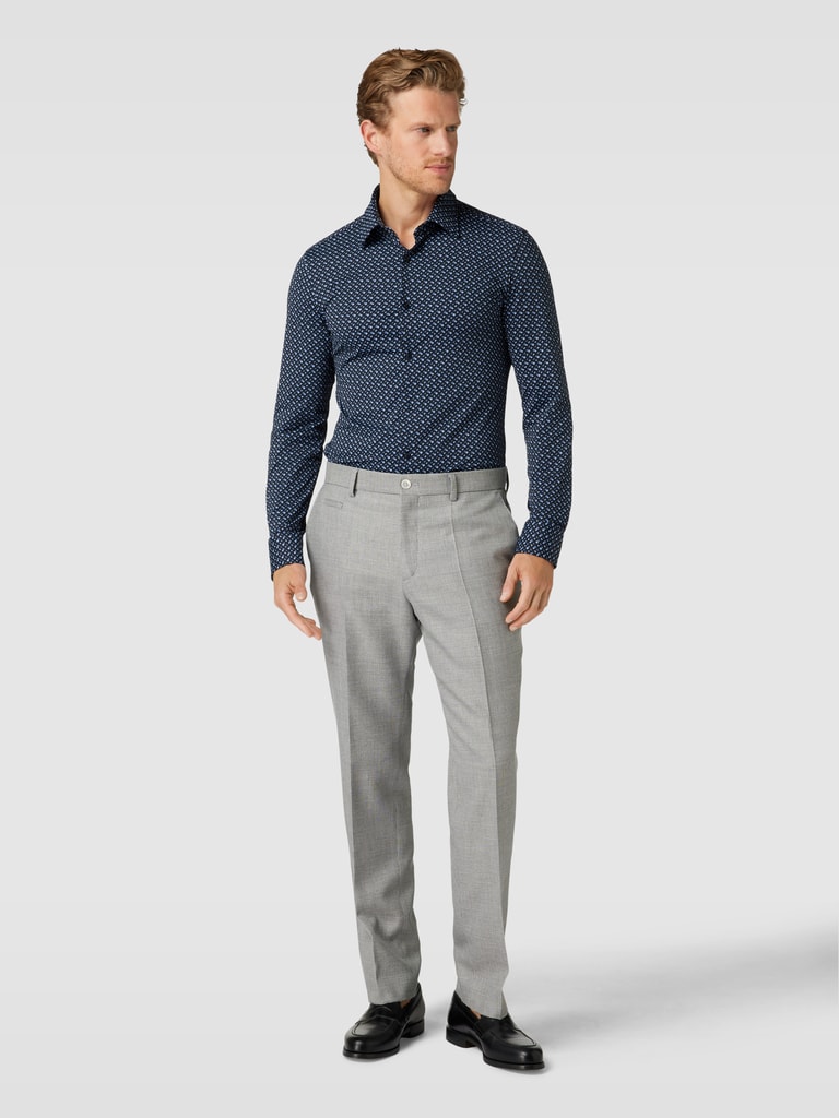 BOSS Slim Fit Business-Hemd mit feinem Allover-Muster (blau) online kaufen