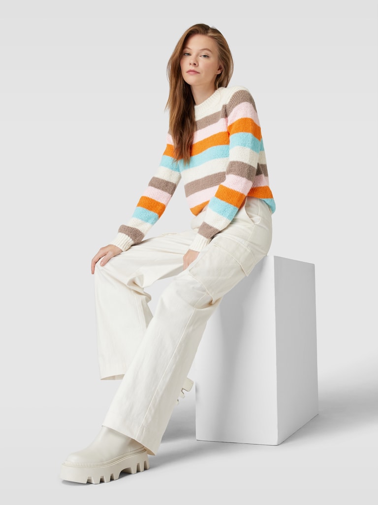Pieces Strickpullover mit Streifenmuster Modell 'NATASHA' (offwhite ...