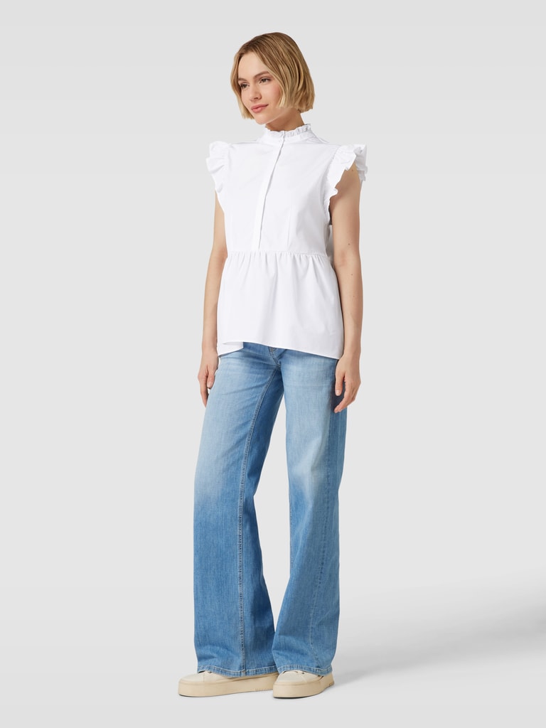 tonno & panna Blouseshirt met kraag met ruches, model 'Linja' in wit ...