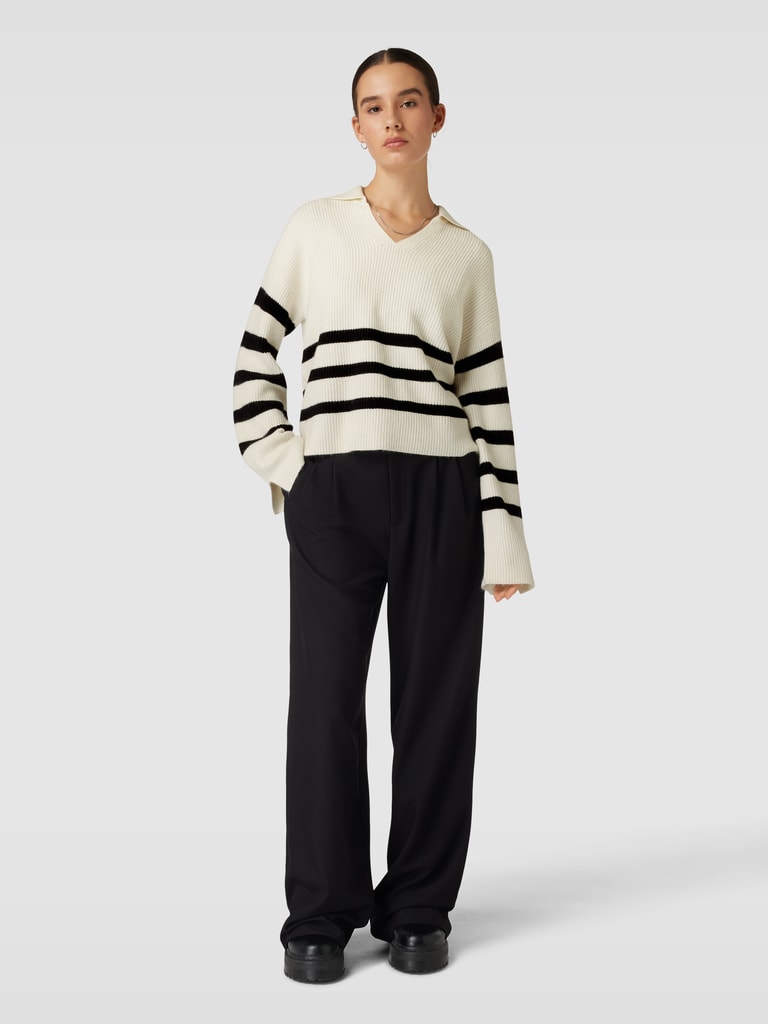 Only Strickpullover mit Streifenmuster Modell 'MONNA' (weiss) online kaufen