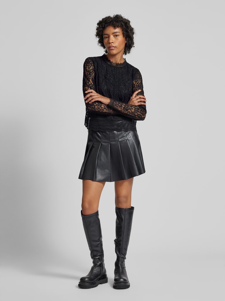 Only Regular Fit Spitzen-Top mit Stehkragen Modell 'NEW KARO' (black ...