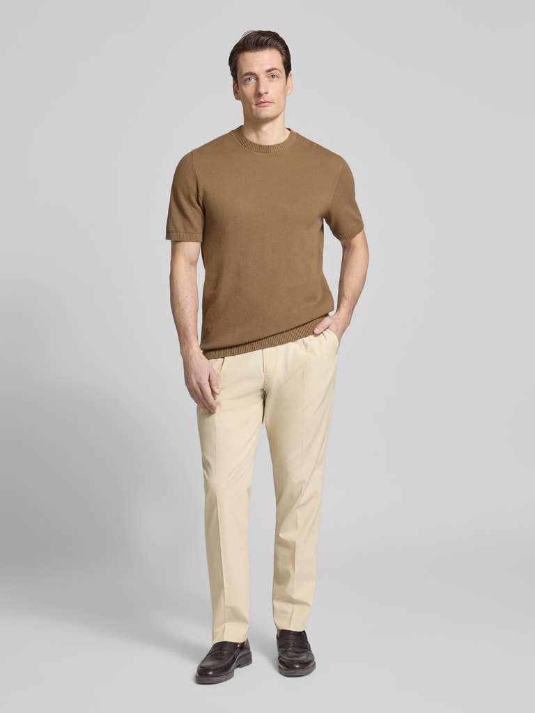 Antony Morato Regular fit broek met persplooien model 'LUIS' in beige ...