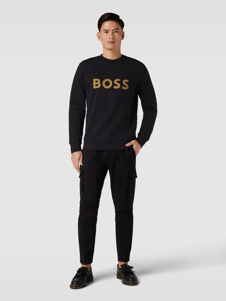 BOSS Green Sweatshirt met labelprint, model 'Salbo' in zwart online ...