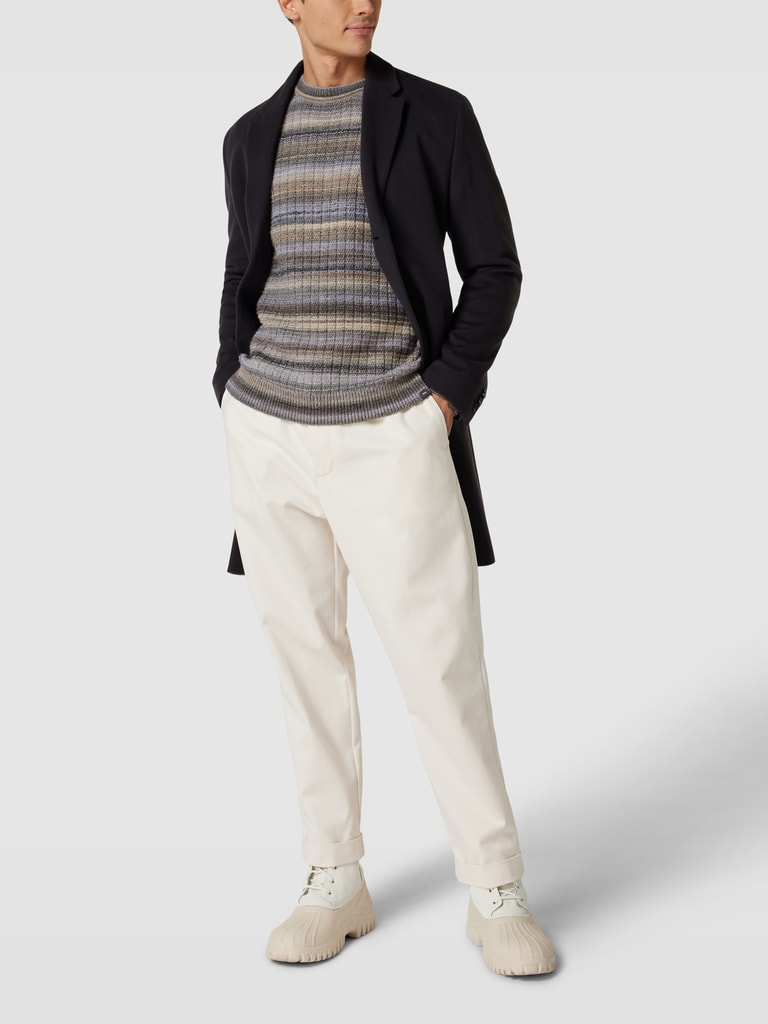 Brax Gebreide pullover met streepmotief, model 'RICK' in middengrijs ...