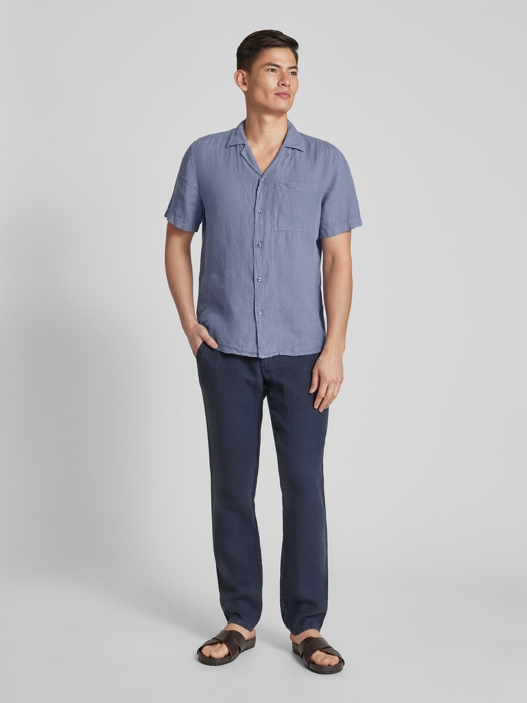 HUGO Straight Fit Freizeithemd aus Leinen Modell 'Ellino' (rauchblau ...