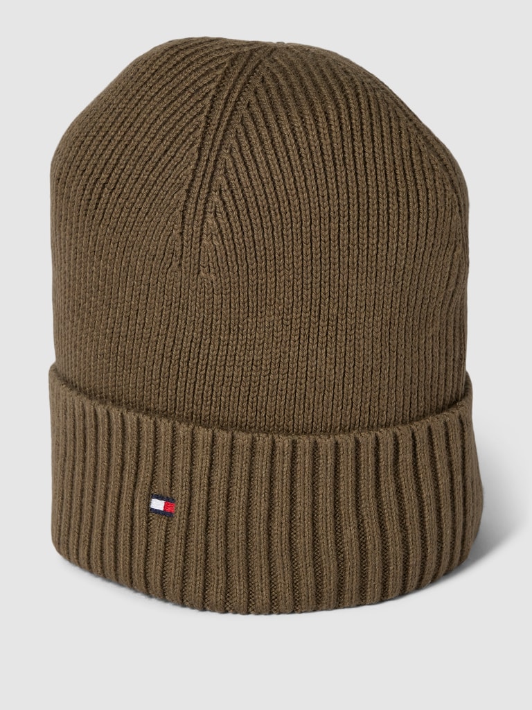 Tommy Hilfiger Muts met logostitching, model 'ESSENTIAL FLAG' in olijfgroen online kopen | P&C