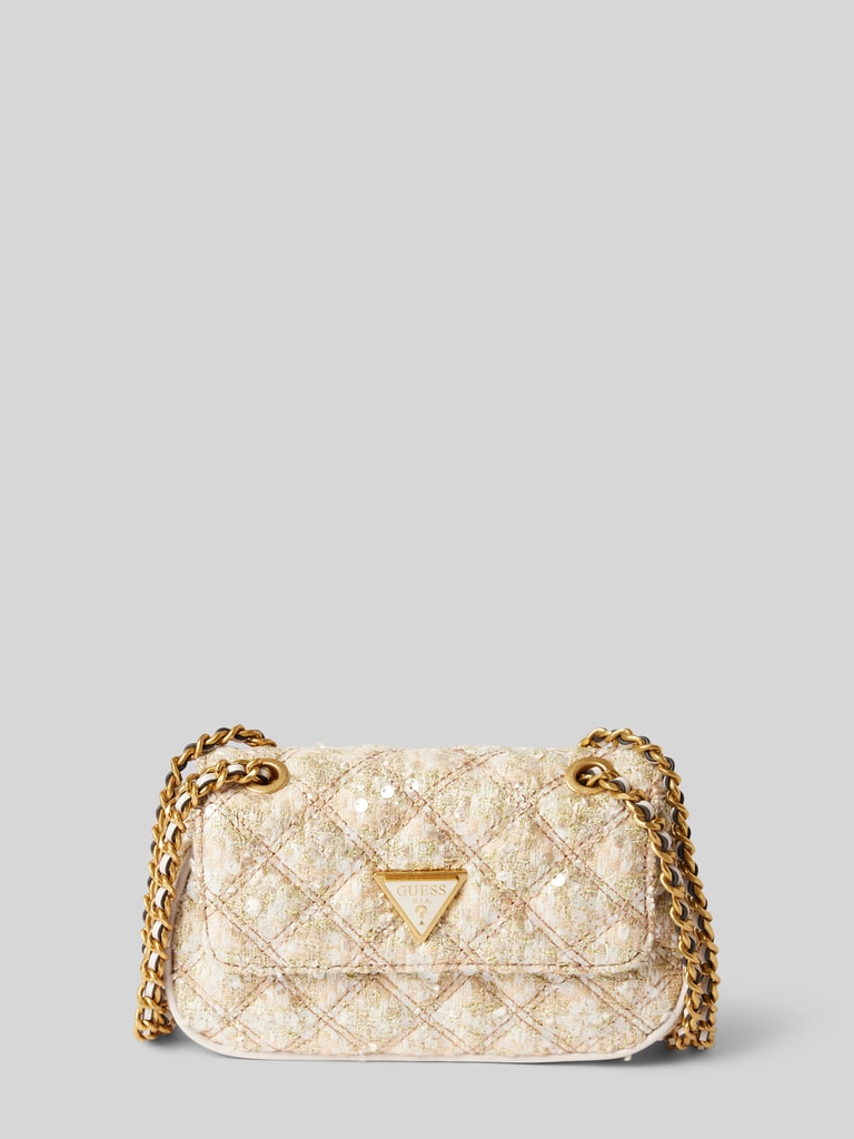 Guess Handtas met labelapplicatie, model 'GIULLY' in goud online kopen ...