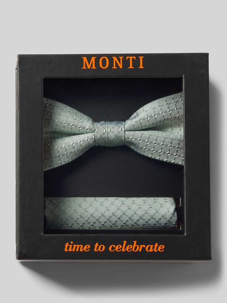 Monti Set aus Fliege und Einstecktuch aus reiner Seide (gruen) online kaufen