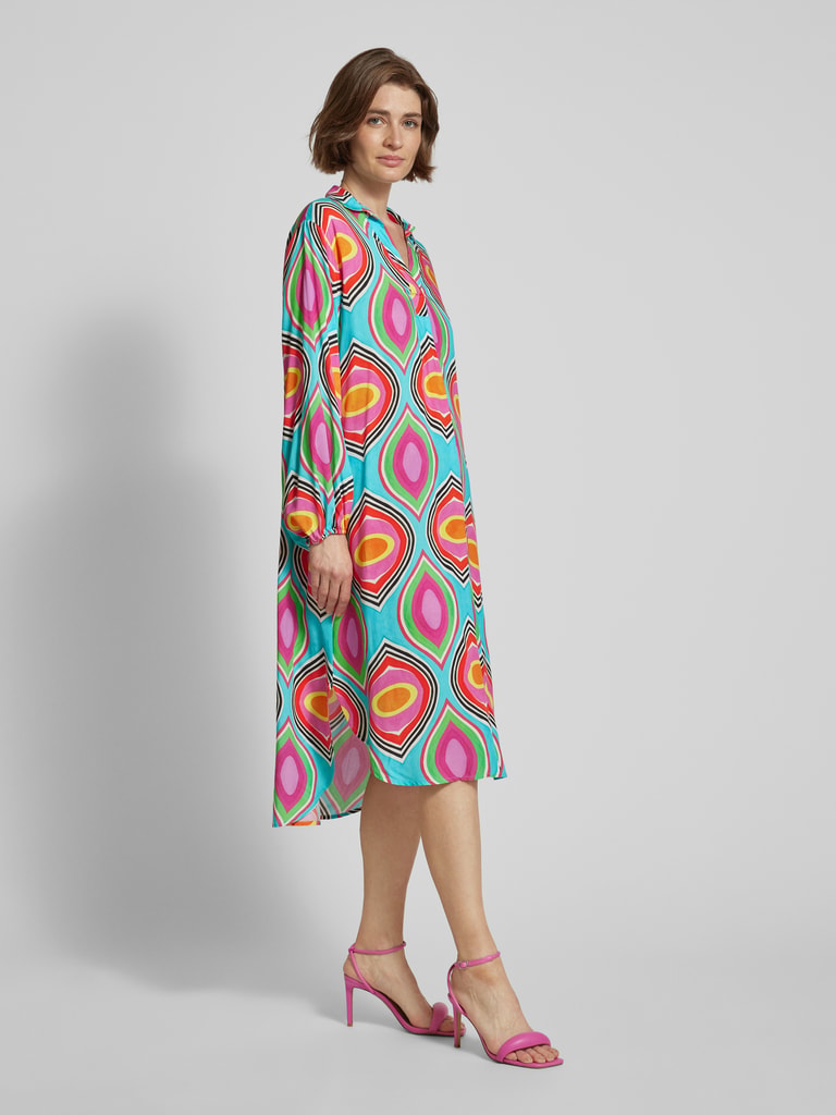 Emily Van den Bergh Midi-jurk met tuniekkraag in oceaanblauw online ...