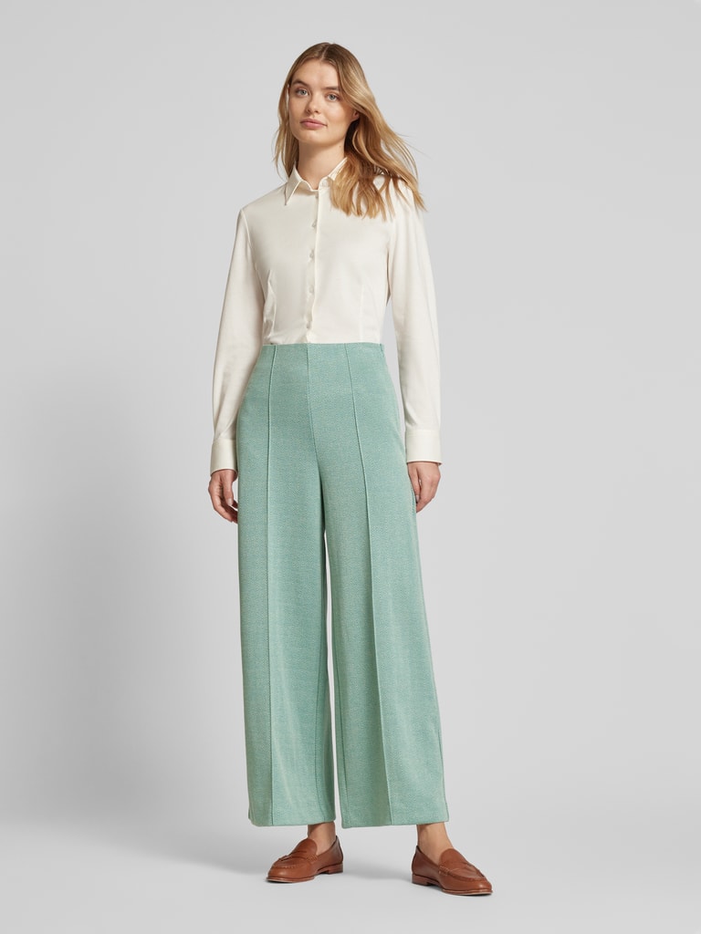 ICHI Wide leg stoffen broek met vaste persplooien, model 'KATE' in ...
