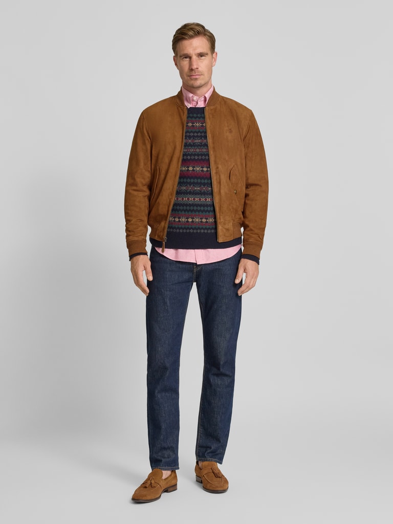 Polo Ralph Lauren Lederjacke mit Logo-Stitching und Eingrifftaschen (hazel) online kaufen