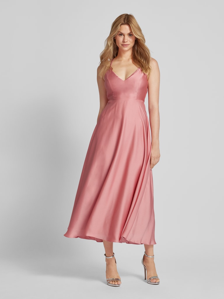 Jake*s Cocktail Knielanges Cocktailkleid mit V-Ausschnitt (rosa melange ...