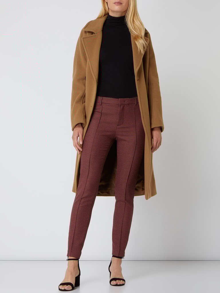 Set Stoffen broek met smalle pasvorm en pied-de-poule-dessin in felroze ...