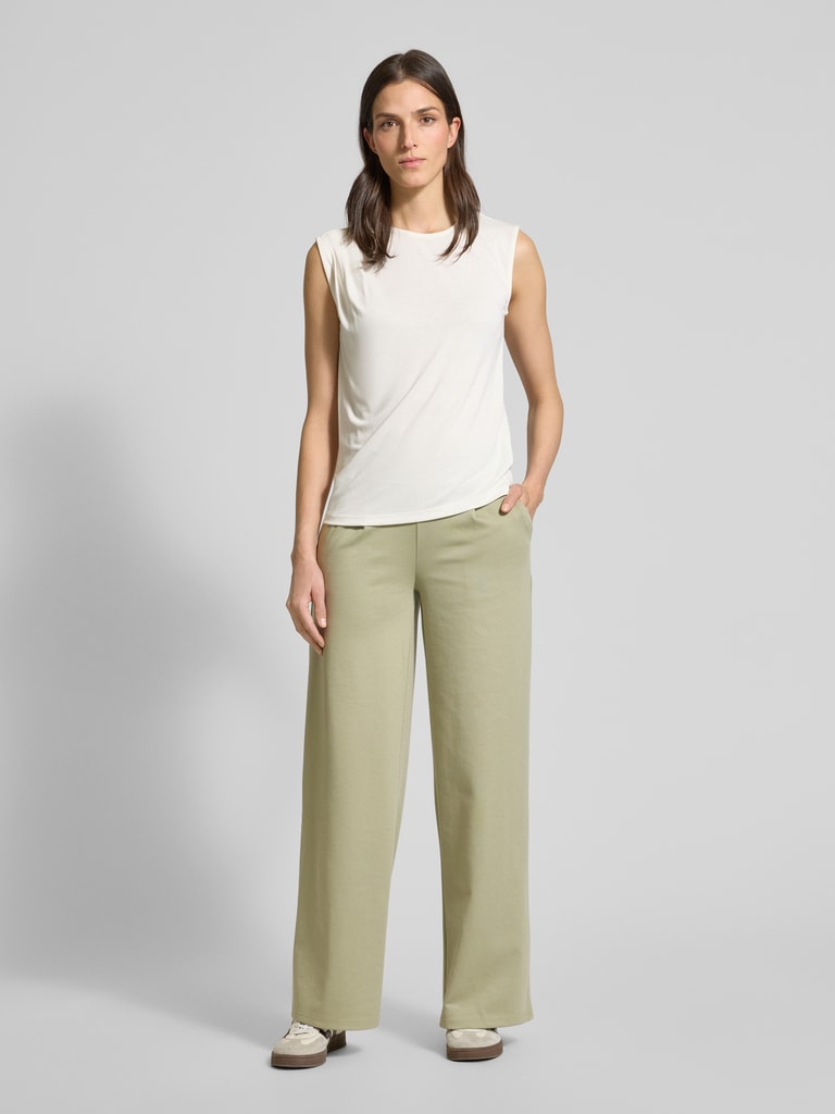 Kup online ICHI Spodnie materiałowe z szeroką nogawką i zakładkami w ...