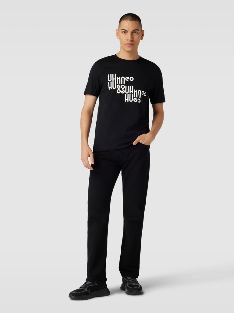 HUGO T-Shirt mit Label-Statement-Print Modell 'Davalon' (black) online ...
