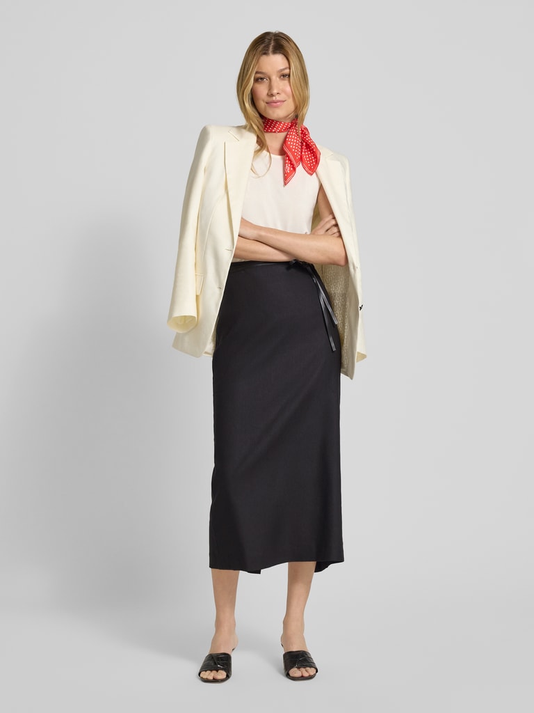 Kup online Stefanel Spódnica ołówkowa z mieszanki lnu z wiązanym ...