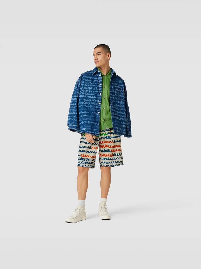 Marni Shorts mit Allover-Logo-Print (hellgelb) online kaufen