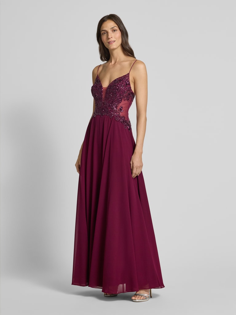 Laona Avondjurk met pailletten en kralen in bordeaux online kopen | P&C