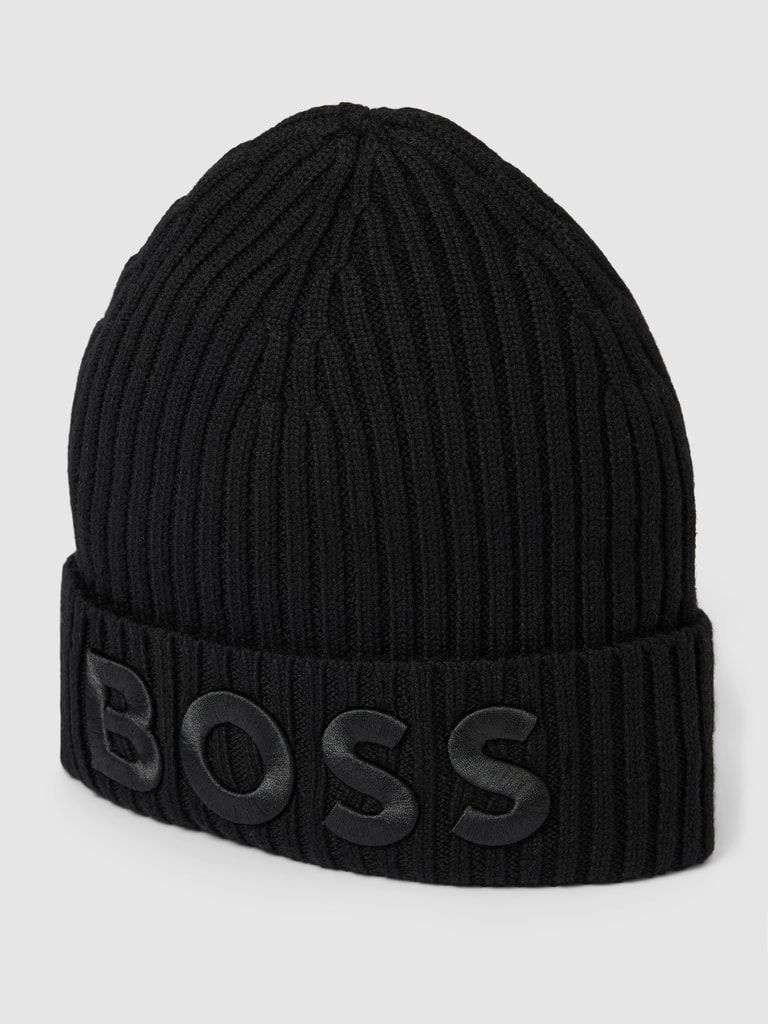 BOSS Beanie mit Label-Stitching Modell 'Lara' (black) online kaufen