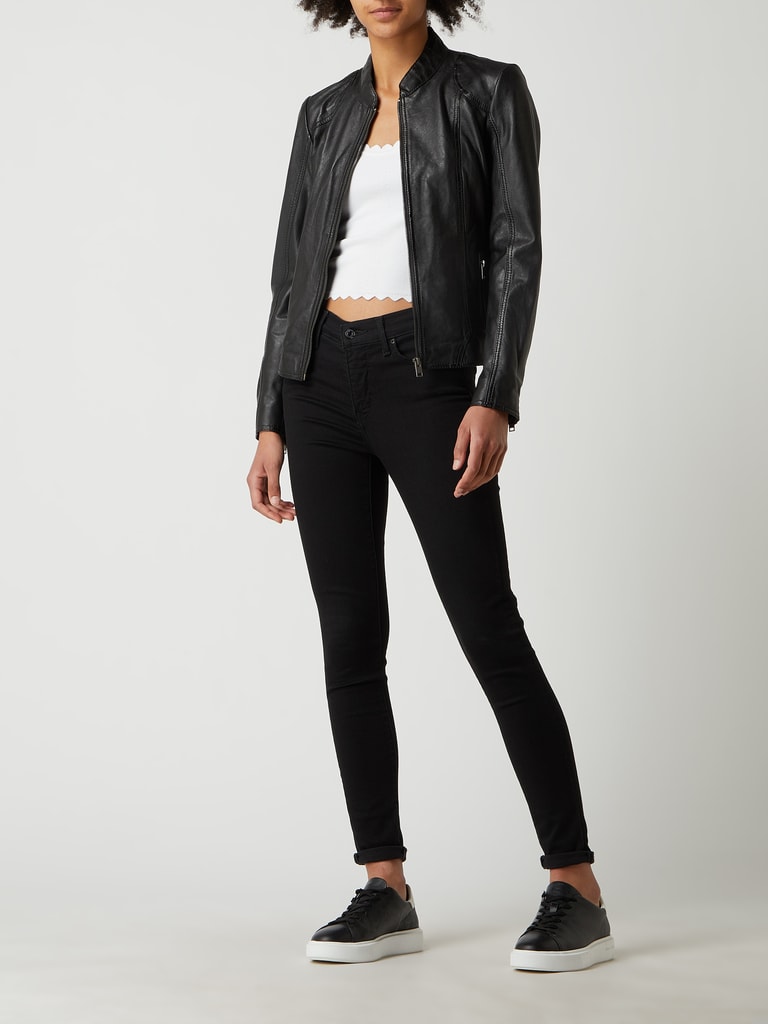 Gipsy Slim Fit Lederjacke im Biker-Look Modell 'Cait' (black) online kaufen