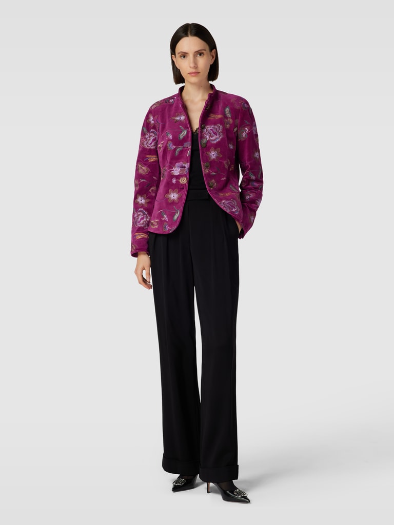 White Label Blazer mit Stehkragen und floralem Stitching (bordeaux ...