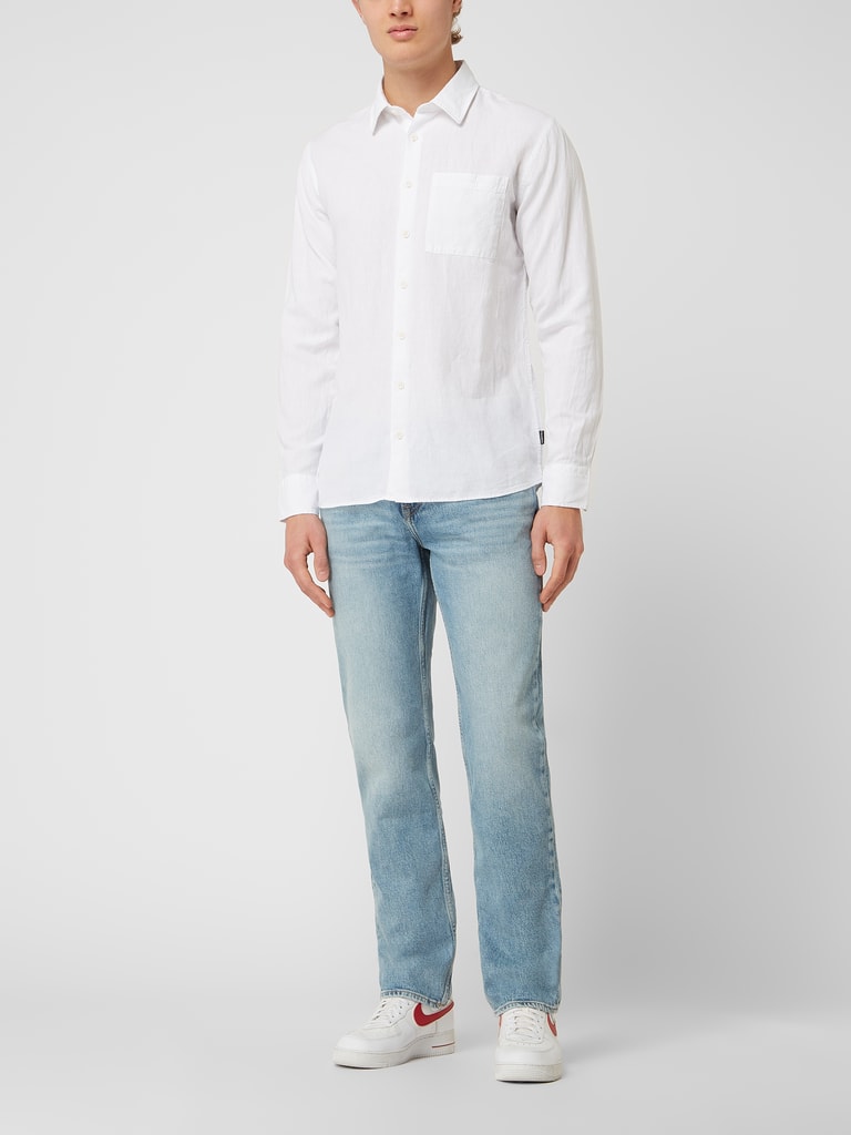 Colourful Rebel Regular Fit Leinenhemd Modell 'Caleb' (weiss) online kaufen