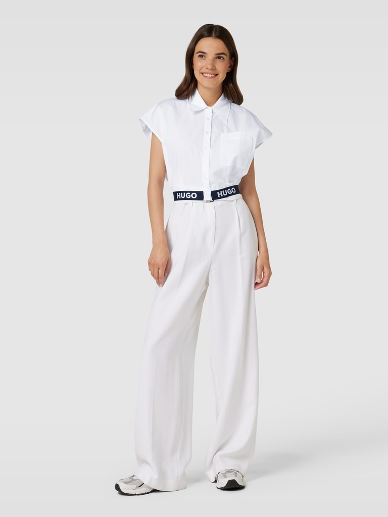 HUGO Cropped Blusentop mit Label-Print Modell 'EKALIN' (weiss) online ...