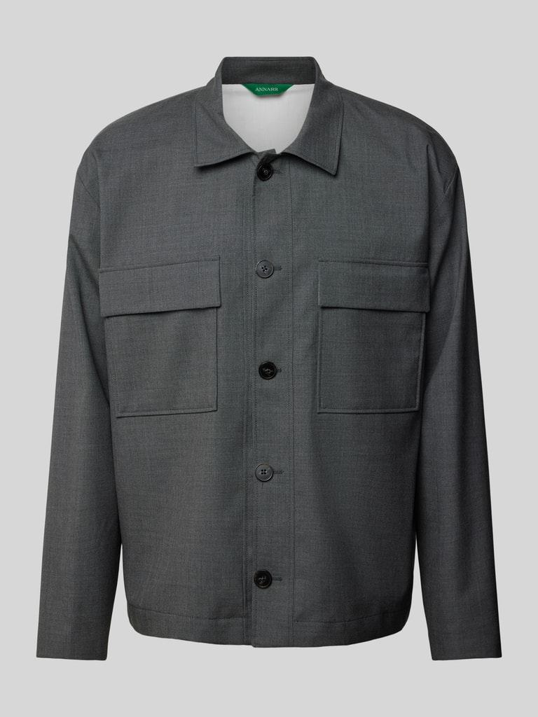 ANNARR Colbert van wol met reverskraag, model 'ANRKNUT' in antraciet ...