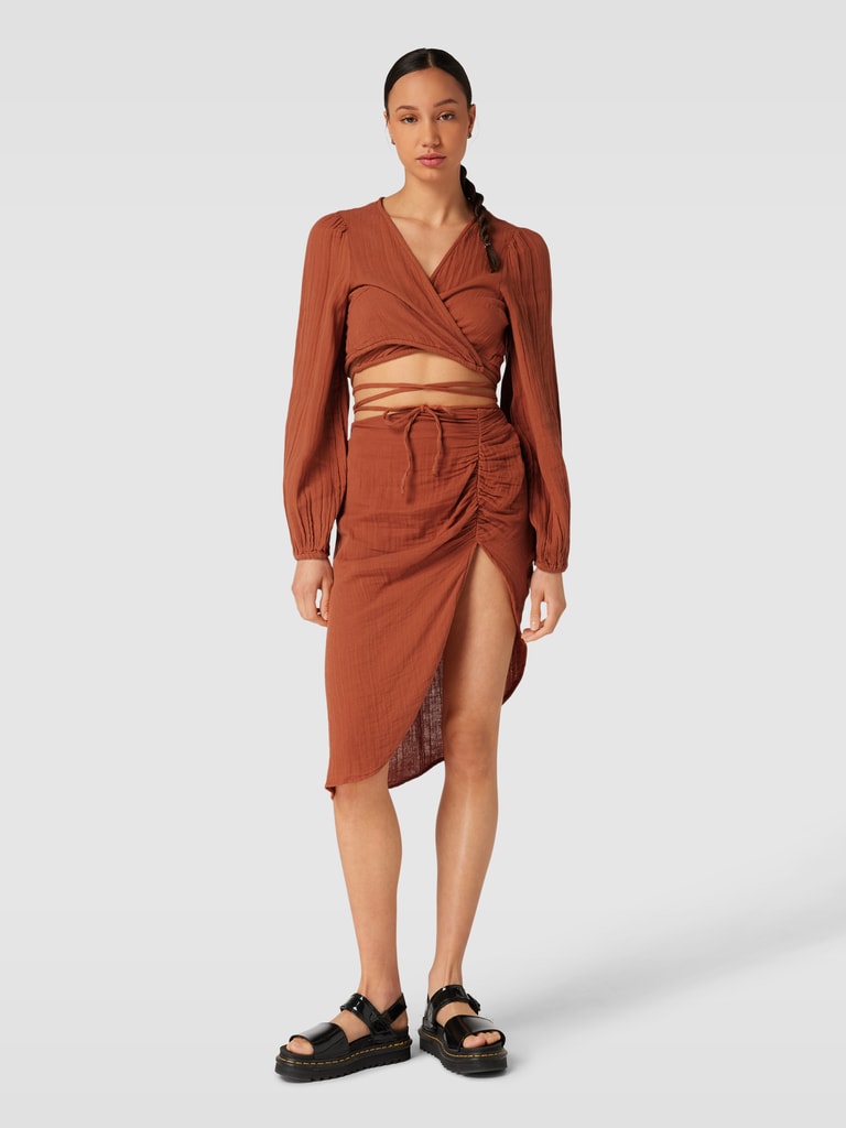 Pieces Midirok met plooien, model 'TINA' in roestrood online kopen | P&C