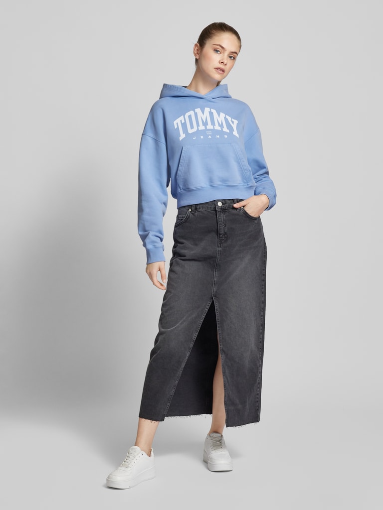 Tommy Jeans Cropped Hoodie mit Label-Print Modell 'VARSITY' (ocean ...