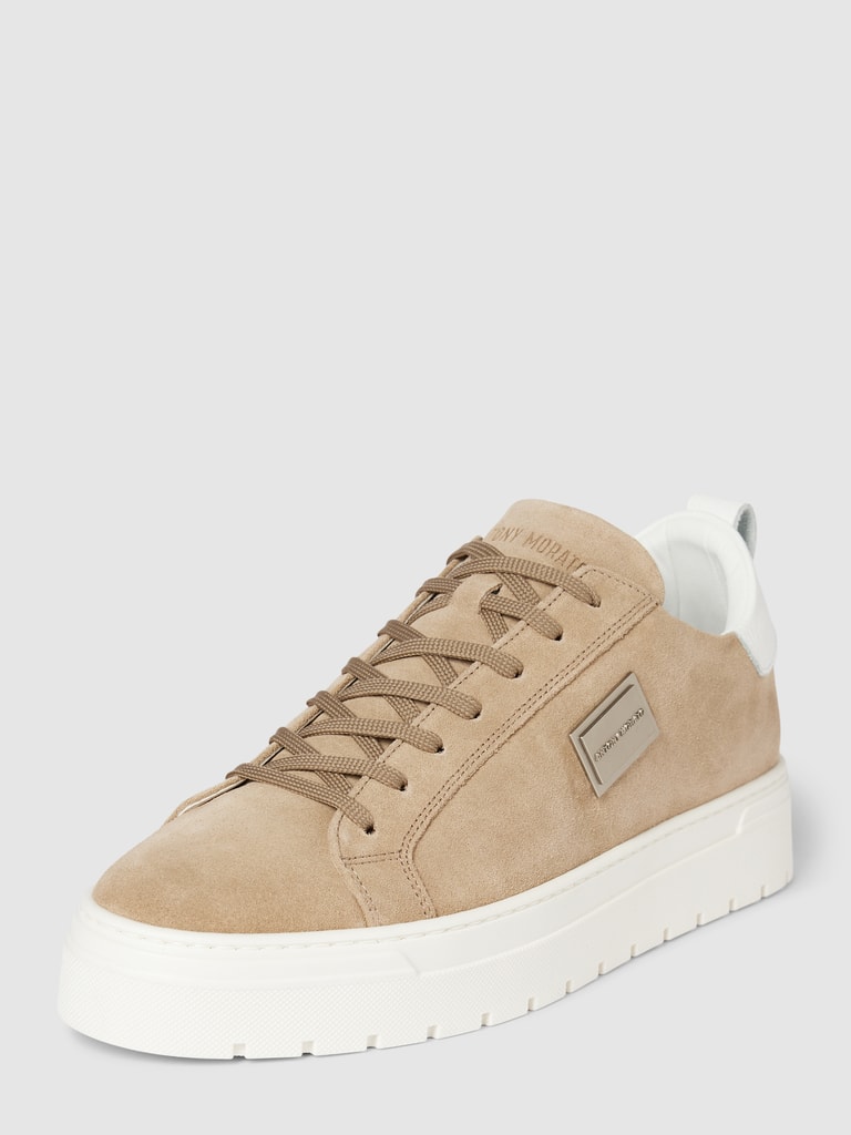 Kup online Antony Morato Sneakersy skórzane z aplikacją z logo (beżowy)