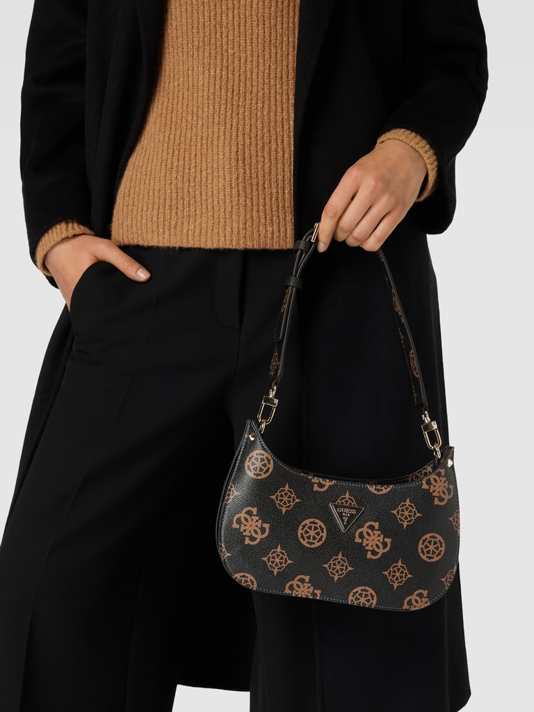 Guess Handtasche mit Allover-Label-Print Modell 'MERIDIAN MINI' (schoko ...