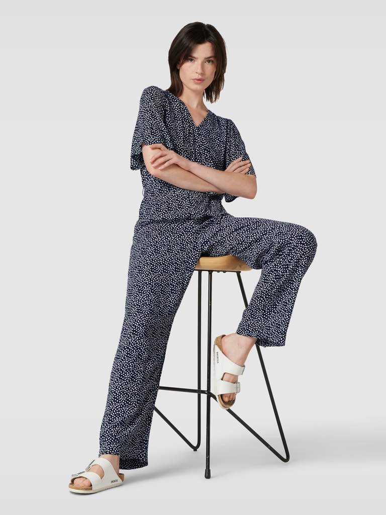 ICHI Jumpsuit van pure viscose met strikceintuur, model 'Marrakech' in marineblauw online kopen ...