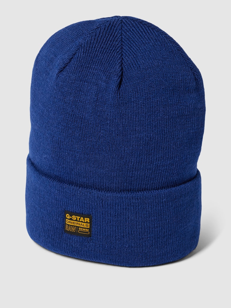 G-Star Raw Beanie mit Label-Patch Modell 'Effo' (blau) online kaufen