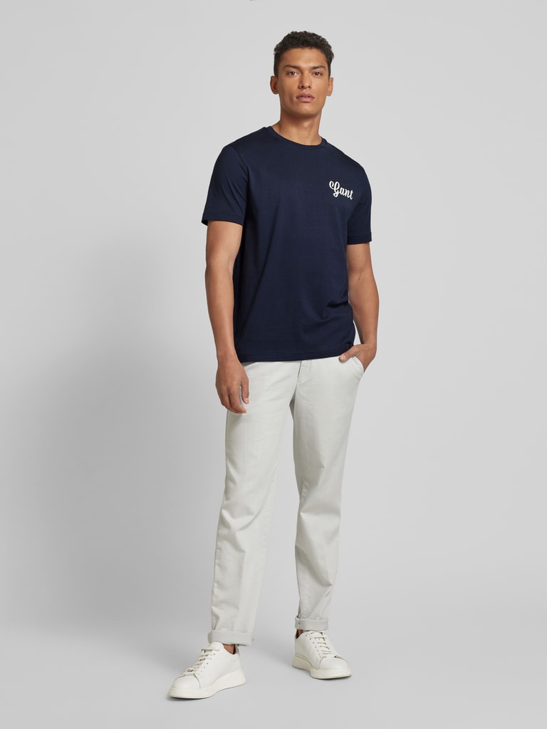 Gant T-shirt met labelprint in marineblauw online kopen | P&C