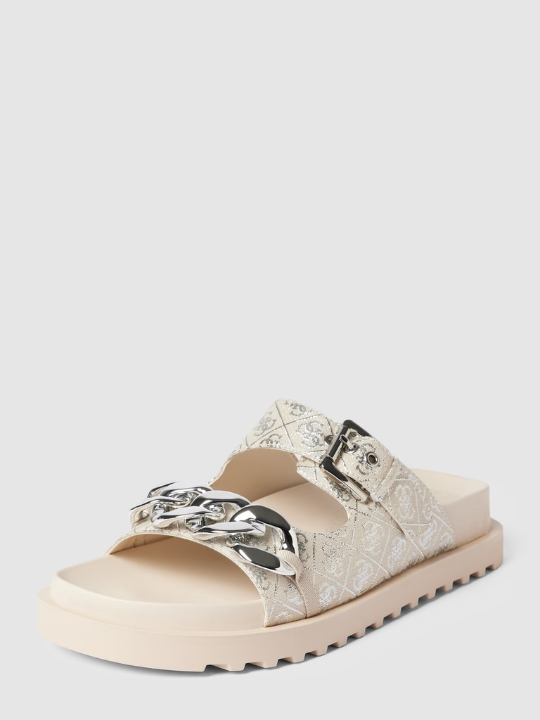 Guess Slippers met sierketting, model 'FATEMA' in beige online kopen | P&C