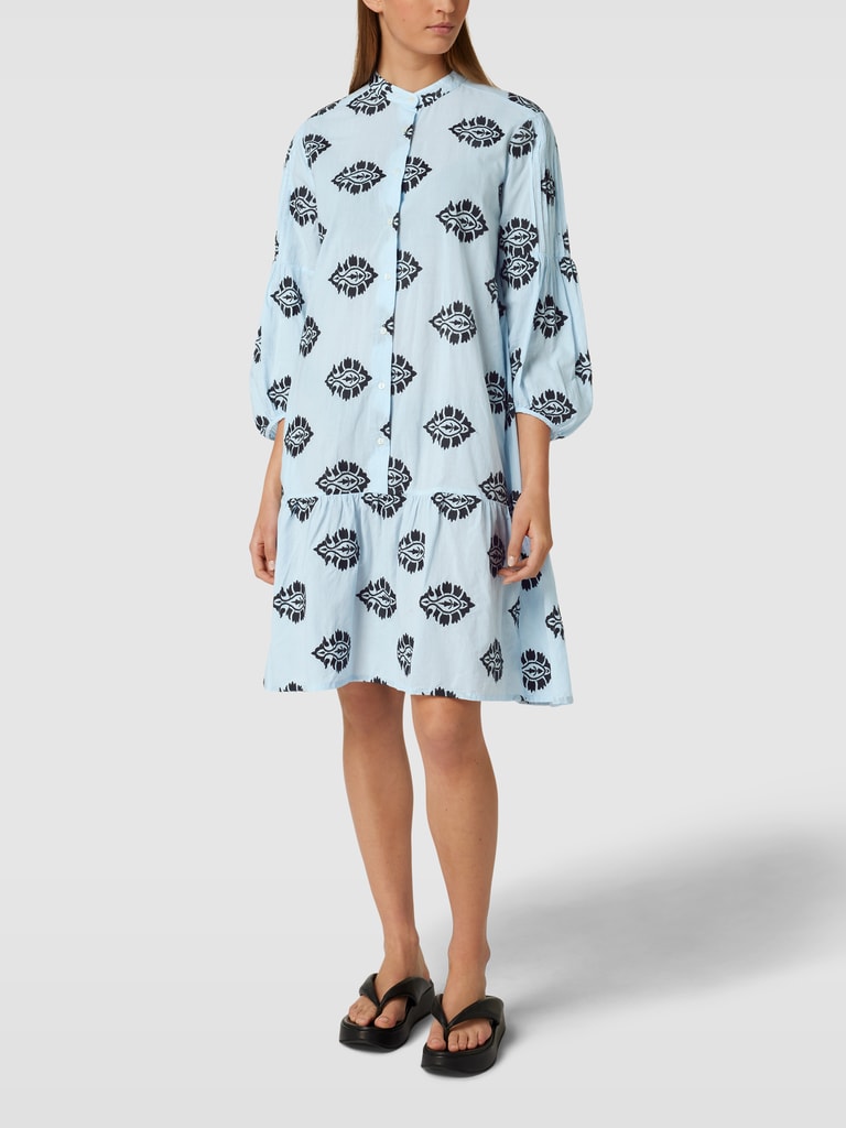 0039 Italy Blusenkleid mit Stehkragen Modell 'Mila' (bleu) online kaufen