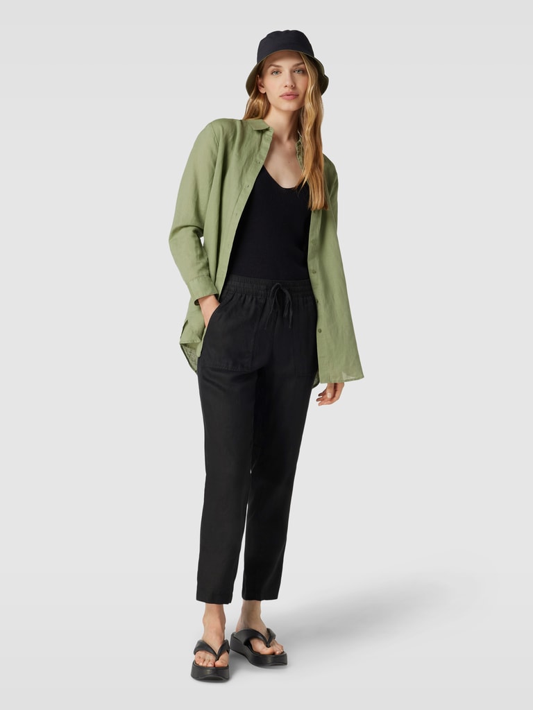 Kup online s.Oliver RED LABEL Spodnie lniane o skróconym kroju (czarny)